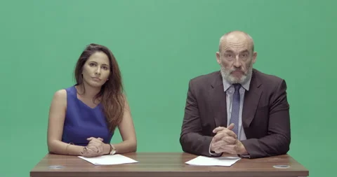 Studio, green screen, two news anchors a... | Stock Video | Pond5