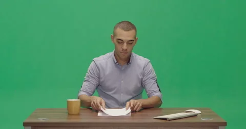 Studio, green screen, a young male repor... | Stock Video | Pond5