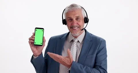 Studio, man face and green screen on mob... | Stock Video | Pond5