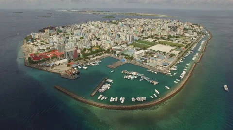 Stunning aerial of Male island, tropical... | Stock Video | Pond5