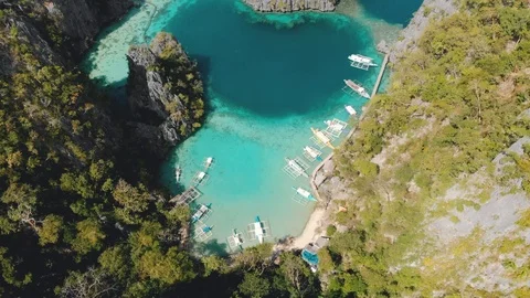Stunning aerial view of Kayangan Lake in... | Stock Video | Pond5