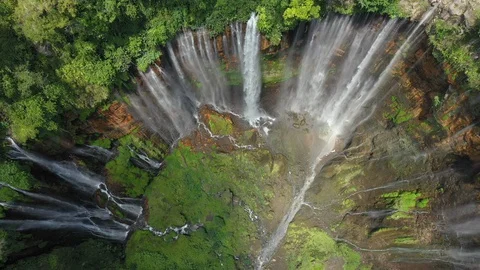 Stunning aerial view of the Tumpak Sewu ... | Stock Video | Pond5