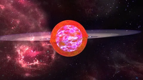 Stunning Fire Planet With Rotating Rings... | Stock Video | Pond5