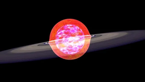 Stunning Fire Planet With Rotating Rings... | Stock Video | Pond5