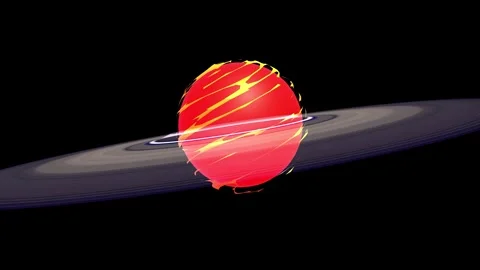 Stunning Fire Planet With Rotating Rings... | Stock Video | Pond5