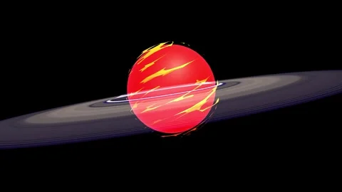 Stunning Fire Planet With Rotating Rings... | Stock Video | Pond5