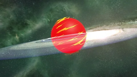 Stunning Fire Planet With Rotating Rings... | Stock Video | Pond5