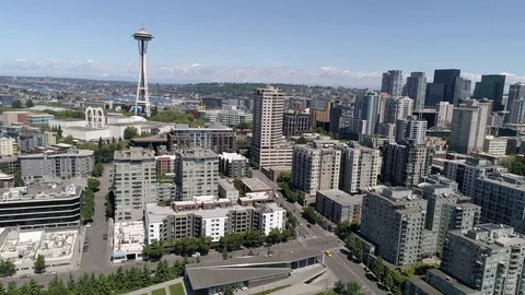 Stunning Helicopter View of Downtown Sea... | Stock Video | Pond5