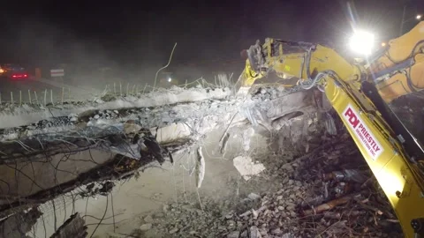Stunning machines demolish reinforced co... | Stock Video | Pond5