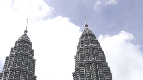 Stunning view of KLCC twin towers and cl... | Stock Video | Pond5