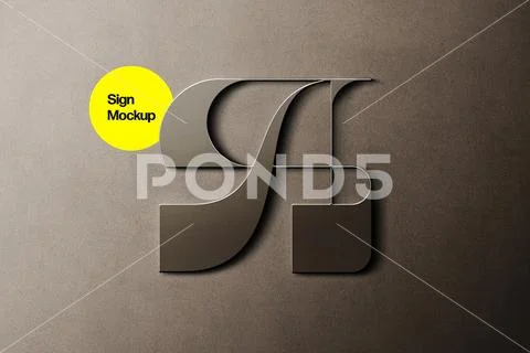 Stylish Steel Sign Mockup ~ PSD Template #279766458