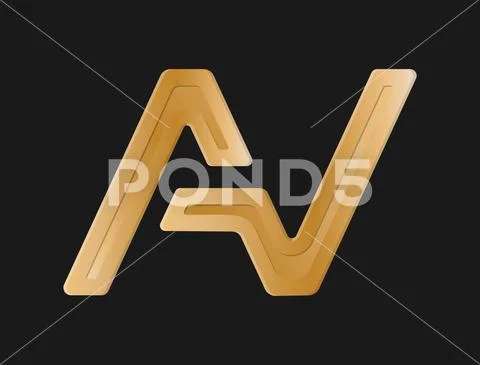 Stylized lowercase letters A and V, connected by a single line for logo ...