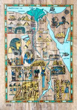 Stylized map of ancient Egypt for tourists in the papyrus: Graphic ...