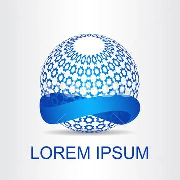 Stylized spherical surface with shapes of stars. Template for logo ...