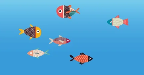 Stylized Swimming Cartoon Fish | Stock Video | Pond5