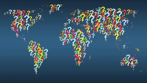 Stylized World Map with Question Mark An... | Stock Video | Pond5