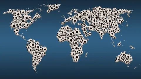 Stylized World Map with Soccer Ball Anim... | Stock Video | Pond5