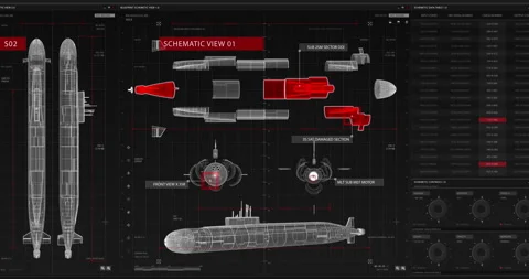 Submarine Technical Drawing Blueprint Ti... | Stock Video | Pond5
