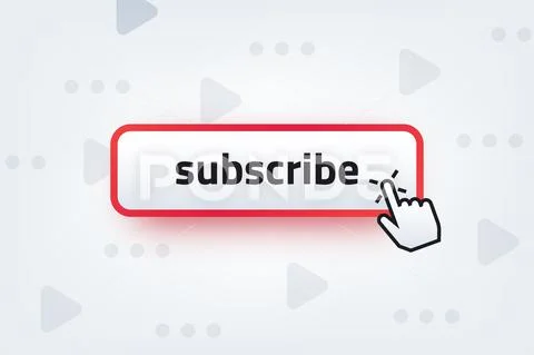 Subscribe button. Clicking hand cursor with subscription button, video channel: Graphic #136498405