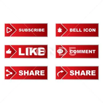 Subscribe button collection with multiple square shapes. Red color button col Illustration ...