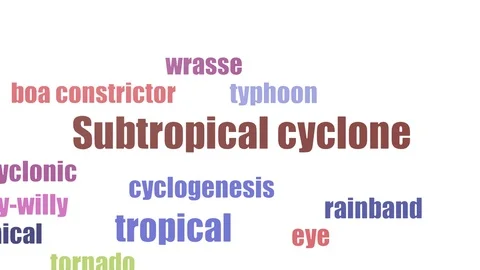 Subtropical Cyclone Word Cloud Animated ... | Stock Video | Pond5