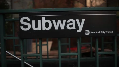 Subway Entrance Sign MTA New York City T... | Stock Video | Pond5