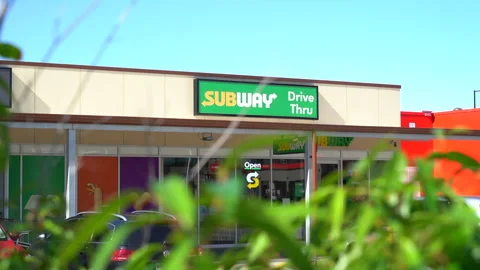 Subway fast food restaurant logo on buil... | Stock Video | Pond5
