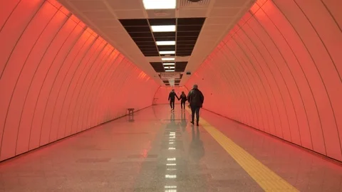 Subway Pedestrian Tunnel Underpass With ... | Stock Video | Pond5