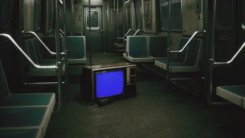 Subway Train Interior with an Old Televi... | Stock Video | Pond5