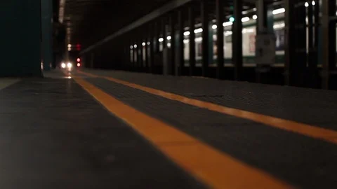 Subway train pulling into platform in Br... | Stock Video | Pond5