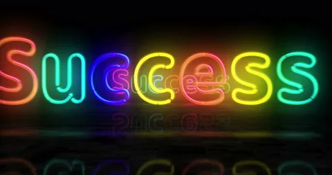 Success neon symbol 3d flight between | Stock Video | Pond5