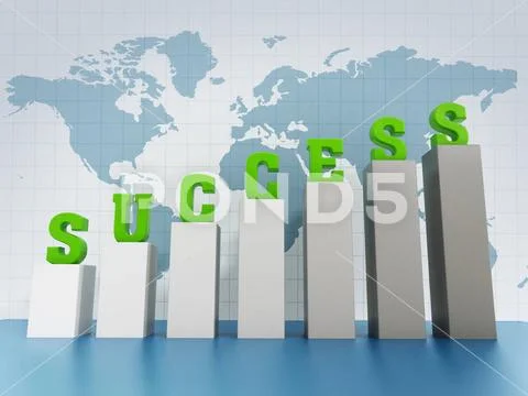 Success word on rising graph on world map background Success word on ...