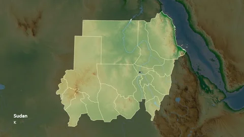Sudan map - solid. Regions. Physical. La... | Stock Video | Pond5