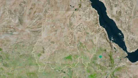 Sudan map - zoom. Border. Satellite. | Stock Video | Pond5
