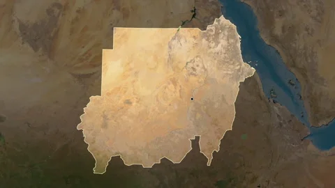 Sudan map - zoom. Border. Satellite. | Stock Video | Pond5