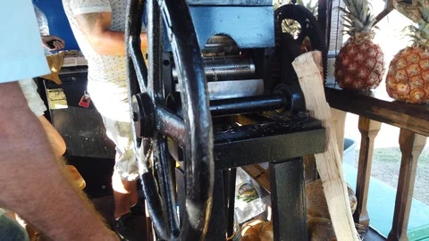 Sugar cane squeezing machine. Man squeez... | Stock Video | Pond5