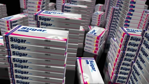 Sugar cubes pack box production loop ani... | Stock Video | Pond5