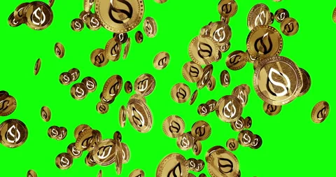 SUI golden coin rain isolated loop on gr... | Stock Video | Pond5