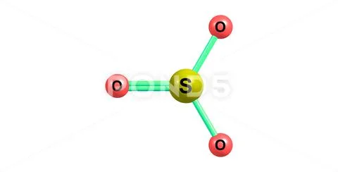 Sulfur trioxide molecular structure on white background: Graphic #162387705