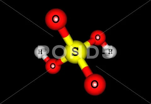 Sulphur acid molecular structure on black background Illustration ...