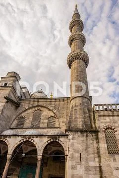 Sultan Ahmet Mosque, Blue Mosque, close up front view from in Istanbul ...