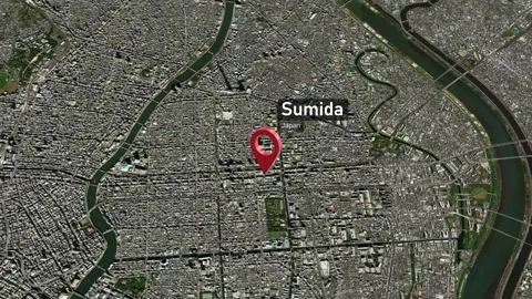 Sumida City Map Zoom (Japan) from Space ... | Stock Video | Pond5