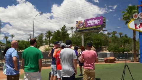 summer day famous welcome sign tourist c... | Stock Video | Pond5