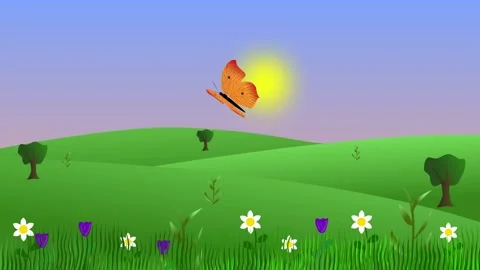 Summer environment animation with butter... | Stock Video | Pond5