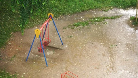Summer heavy rain in city. Top view on g... | Stock Video | Pond5