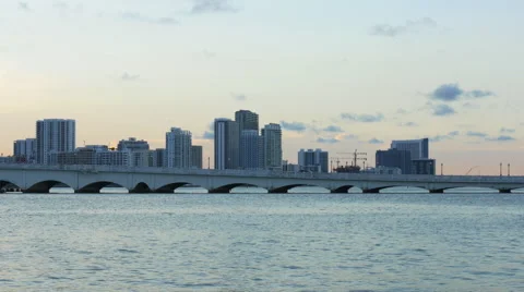 summer sunset miami downtown bridge wate... | Stock Video | Pond5