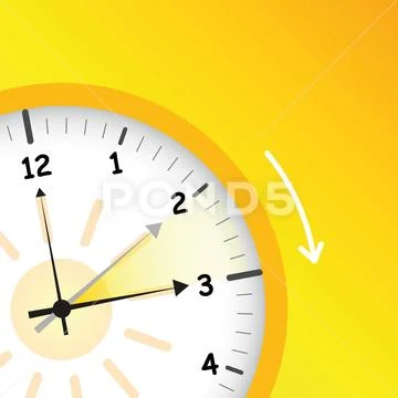 Summer time yellow clock standard time after advancing for daylight ...