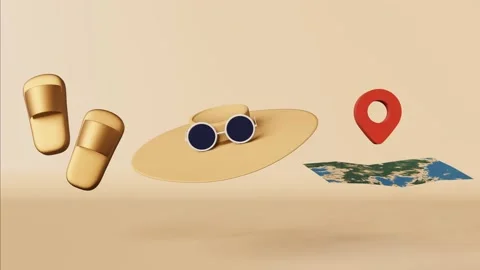 Summer vacation 3d animation loop 4K Map... | Stock Video | Pond5