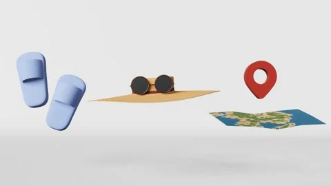 Summer vacation 3d animation loop 4K Map... | Stock Video | Pond5