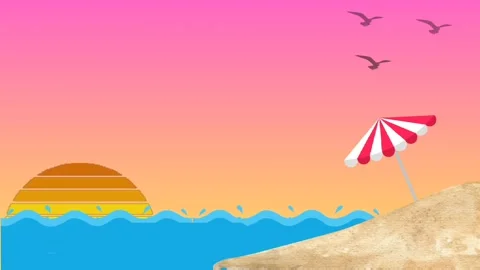Summertime Beach Scene Animation For Adv... | Stock Video | Pond5